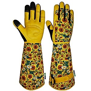 MSUPSAV Rose Gardening Gloves, Thorn Proof Gardening Gloves for Digging Planting Weeding,Gardening Gifts for Women (Medium, Sunflower)