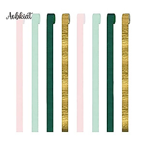 AOBKIAT Wedding Decor Sage Pink Gold Crepe Paper 8 pcs Streamers Party Decorations for Wedding,Rustic Wedding, Bachelorette Party, Birthday, Bridal/Baby Shower, Anniversary Party Backdrop Decorations