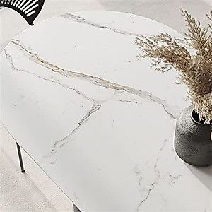 LAKIQ Modern Oval Dining Table Double Pedestal Table Solid Wood Kitchen Table Pedestal Kitchen Dining Room Table-Table Only(Black,55.1" L x 27.6" W x 29.5" H)