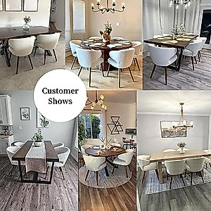 HNY Mid Century Modern Dining Chairs Set of 2, Upholstered Curved Wingback Accent Arm Chairs, Faux Sherpa Side Chairs with Solid Wood Legs, White