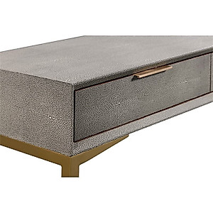 TOV Furniture Pesce Shagreen Modern 3 Drawer Living Room Console Table, 59" Grey