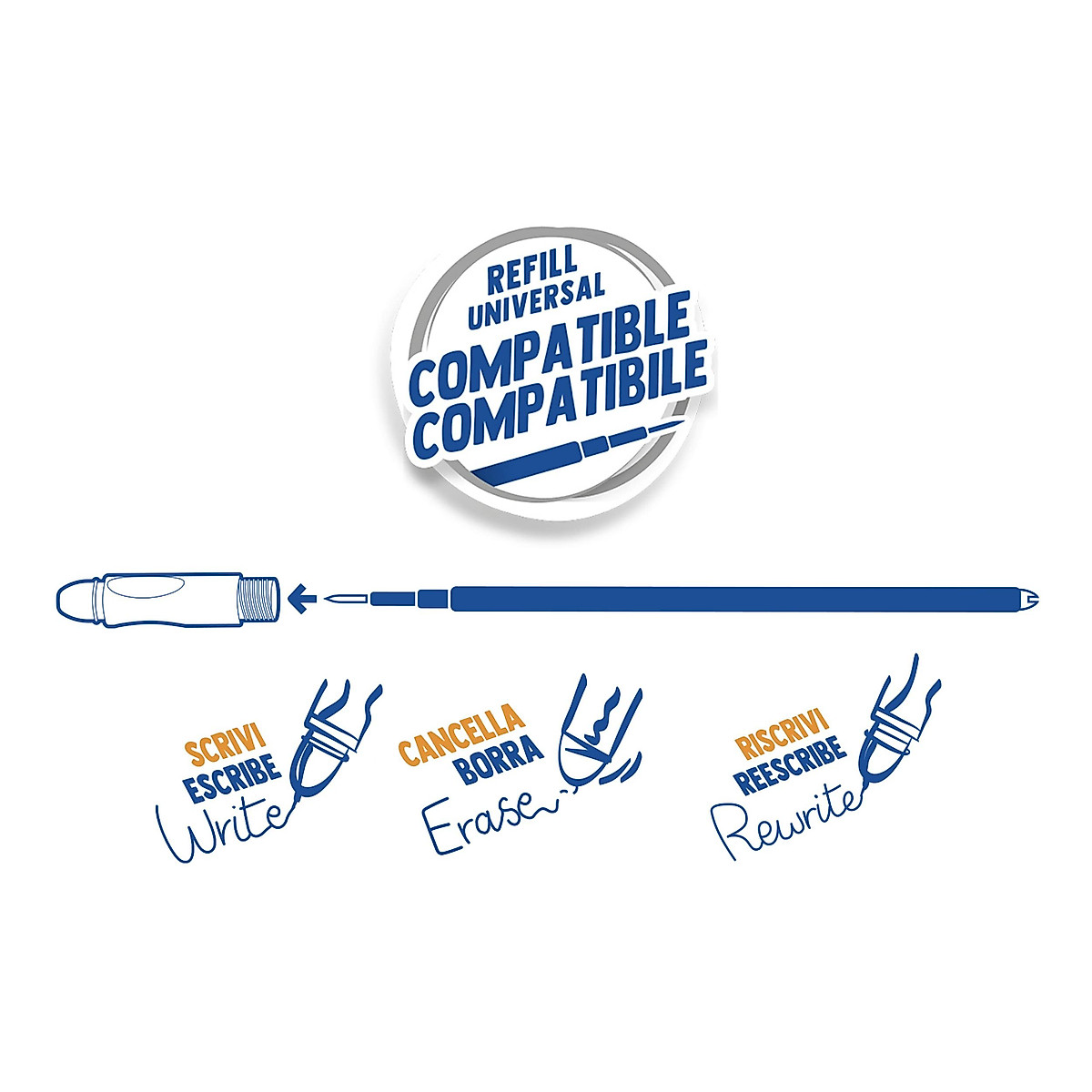 CARIOCA Oops Black Erasable Pen Refills Compatible with Thermosensitive Ink, 3 Pieces, Black