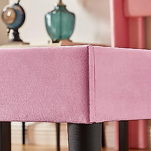 VECELO Twin Size Upholstered Platform Bed Frame with Fabric Headboard,Wooden Slats Support/No Box Spring Needed/Mattress Foundation/Easy Assembly,Pink