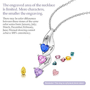 BAUMA AUTO Personalized Mothers Necklace with 1-6 Simulated Birthstones Engraved Family Names Custom Mother Names Love Heart Pendant Family Necklace for Mother Grandmother Wife (Style-2)