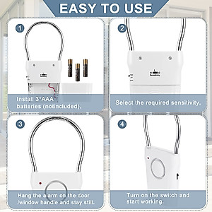 Kanayu 4 Pieces Door Handle Alarm 120dB Door Alarm for Home Security Door Entry Alarm Doorknob Sensing Alarm Window Burglar Alert for Home Security Kids Safety (White)