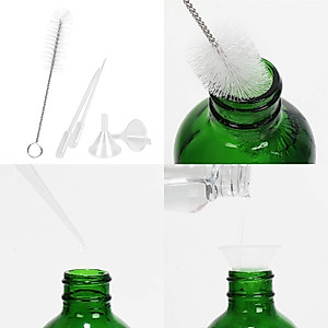 STARSIDE 12 Pack 120 ml 4oz Green Glass Spray Bottles with Fine Mist Sprayer & Dust Cap for Essential Oils, Perfumes,Cleaning Products.Included 1 Brush,2 Funnels,2 Droppers & 18 Labels.