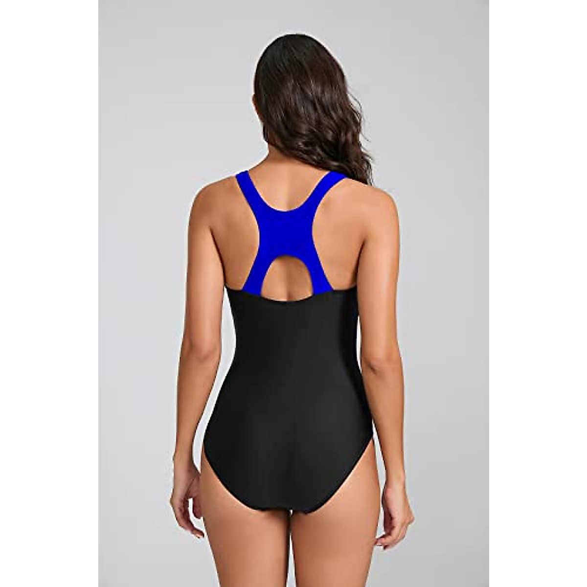 Yilisha Women's Athletic One Piece Swimsuit Training Bathing Suits Lap Racerback Swimwear Sports Swimming Suits Teens Blue