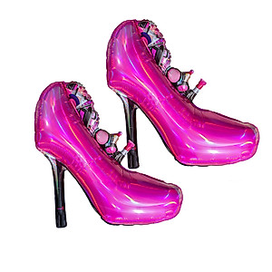 BoningNEW 2Pcs High Heels Balloons Pink High-Heeled Shoes Mylar Foil Balloons for Women Birthday Party Wedding Engagement Bridal Shower Party Stiletto Themed Party Decorations Supplies
