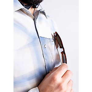 Club Ride Apparel Go Long - Men's Flannel Long Sleeve Shirt - Cream n Blue - L