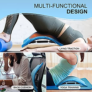 Back Stretcher with Detachable Heating Pad, Multi-Level Adjustable Timing Heat Therapy Back Cracker for Upper & Lower Back Pain Relief for Herniated Disc, Sciatica, Scoliosis