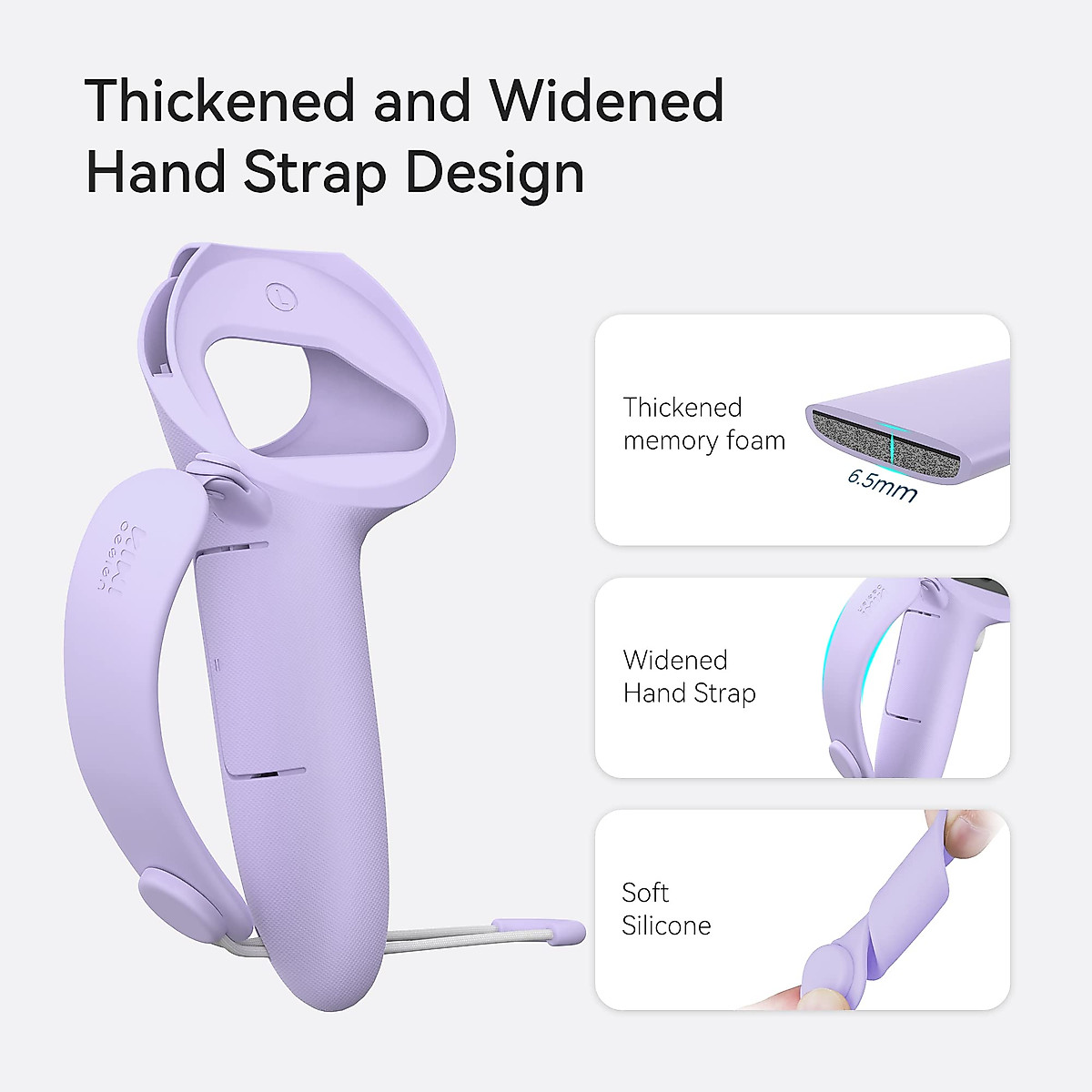 KIWI design Controller Grips Cover with Battery Opening Adjustable with Knuckle Straps, Suitable for Large Hands Compatible with Quest 2 Accessories (Purple)