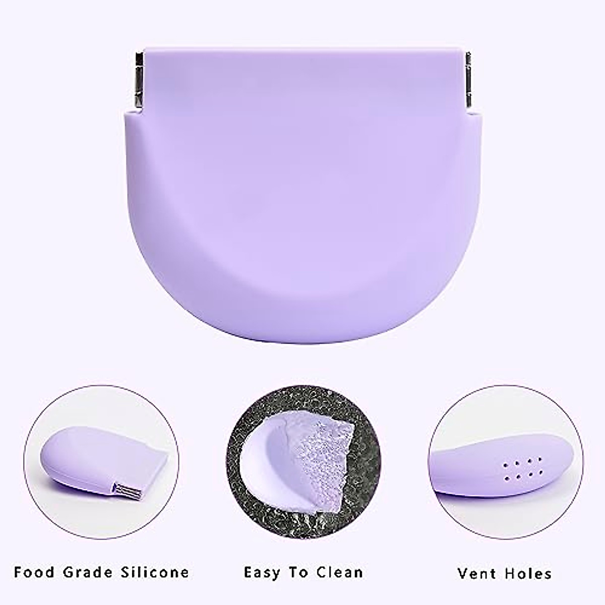 ChezMax Retainer Case 2 Pcs, Silicone Mouth Guard Case with Vent Hoels, Cute Denture Container Braces Holder for Women Kids Men, Portable Travel Aligner Cleaner Case for Invisalign Accessories(Purple)