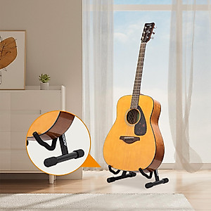 AODSK Guitar Stand Folding with adjustable A-Frame for Acoustic Classical and Electric Guitars Bass Ukulele Portable (Single Stand-Black)