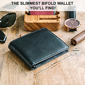 STAY FINE Leather Wallet for Men RFID Blocking Bifold with Center Flap ID Window Extra Capacity Billfold with 14 Card Slots, Black
