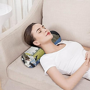 xigua Milk Cow Neck Roll Pillow for Neck Relief with Removable Washable Cover - Memory Foam Round Cylinder Bolster, Ergonomically Designed for Head, Neck, Back, and Legs