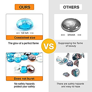 Utheer Fire Glass Beads for Fire Pit, 1/2 Inch Fire Glass for Propane Fire Pit, Fire Glass for Natural or Propane Fireplace, Fire Pit Glass Rocks Safe for Outdoors and Indoors Firepit Glass, 10 Pounds