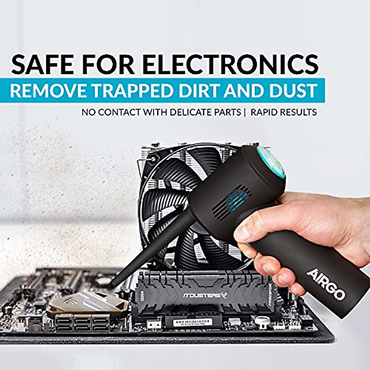 IT Dusters AIRGO Mini Air Duster Cleaner for PC, Laptop, Console, Electronics and Home Cleaning, Cordless and Rechargeable, An Environmental Alternative to Spray Air Can Duster Keyboard Cleaner, Black