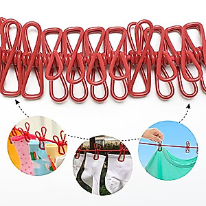 Sihuuu Portable Travel Clothesline Adjustable Elastic Travel Camping Retractable Clothes line with 12 PCS Clips for Travel Outdoor Indoor(Red)