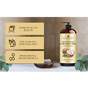Handcraft Blends Castor Oil with Rosemary Oil and Coconut Oil for Hair Growth, Eyelashes and Eyebrows - 100% Pure and Natural Carrier Oil, Hair Oil and Body Oil - 8 fl. Oz & 16 fl. Oz