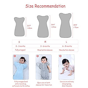 Bycc Bynn 2 Pack Sleeping Blanket Sack with High Sleeve,Transitions to Arms-Free Wearable Sleeping Bag for Baby pacify