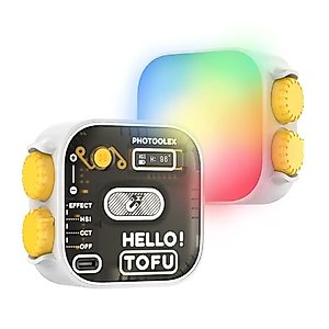 RGB Video Light, PHOTOOLEX TOFU Camera Light Mini 360° Full-Color LED Light 2500-9900K, Magnetic Photography Video Lights Rechargeable Battery for DSLR Camera GoPro Studio Streaming Tiktok Vlog Live
