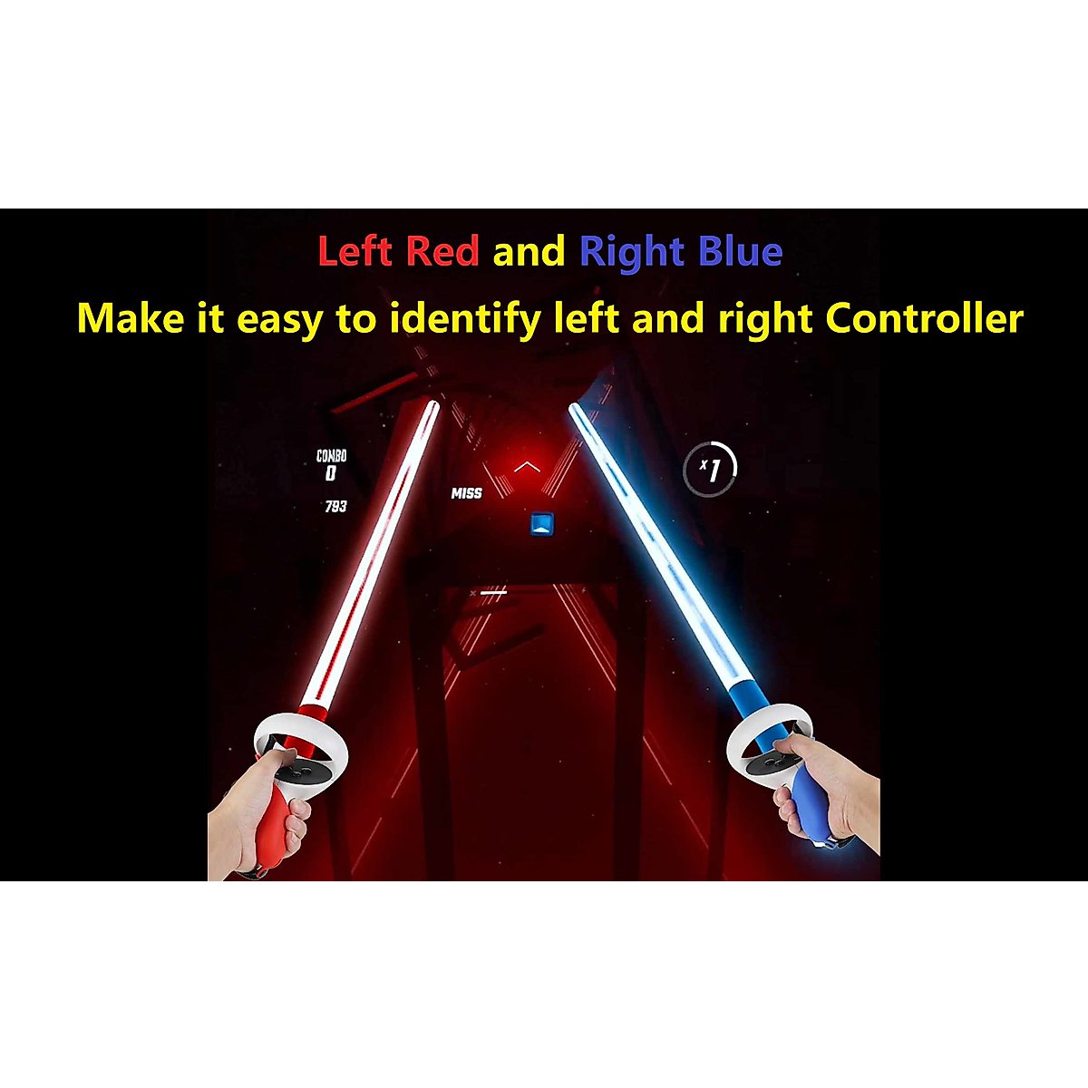 Nsiucion Touch Controller Grip Cover for Oculus Quest 2 VR Game Controller, Anti-Throw Handle Protective Sleeve with Adjustable Wrist Knuckle Strap Quest 2 Accessories (Red & Blue)