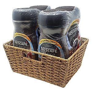 KOVOT Woven Wicker Storage Baskets with Built-in Carry Handles - 9.75"L x 8.5"W x 4.5"H (3-Pack)