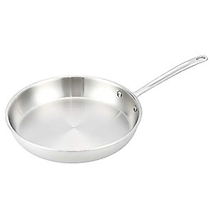 Amazon Basics Tri-Ply Stainless Steel Fry Pan, 12 Inch, Silver (Previously AmazonCommercial brand)