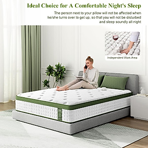 King Mattress, 12 Inch Hybrid Mattress In a Box with Gel Memory Foam, Individual Pocket Spring for Motion Isolation, Deep Sleep, Medium Firm Feel King Size Mattress, 100 Nights Trial, CertiPUR-US