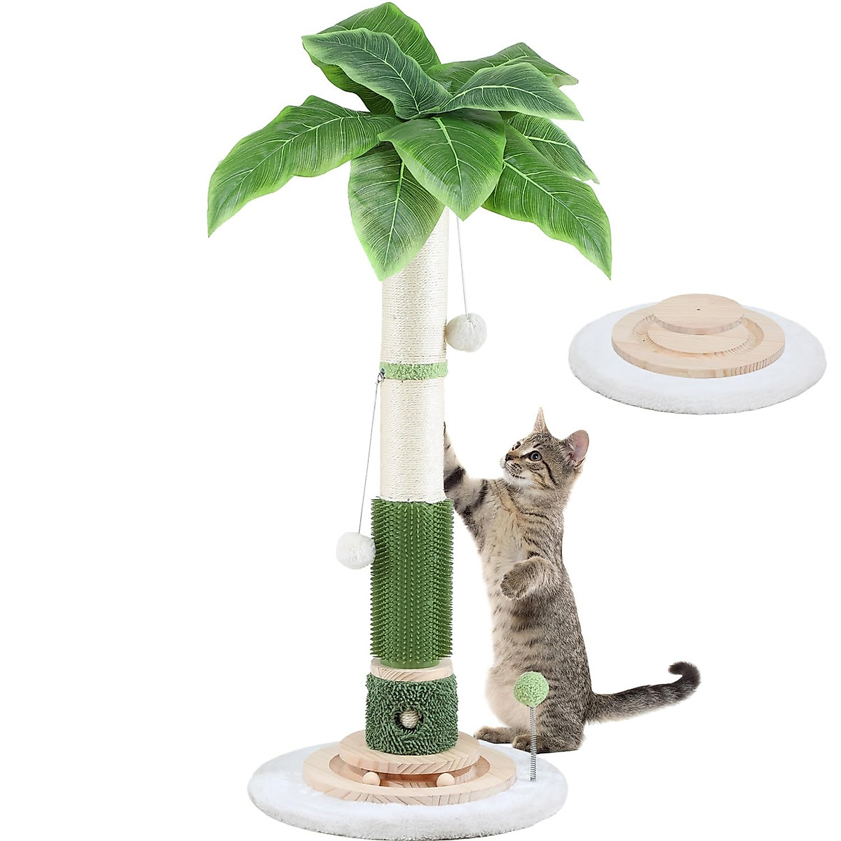 COUNER Cat Scratching Post for Indoor Cats Adults-39.4'' Tall Cat Scratcher with Nature Sisal Rope,Cat Toy Interactive Ball Self Groomer,Large Scratching Post for for All Cats Protect Your Furniture