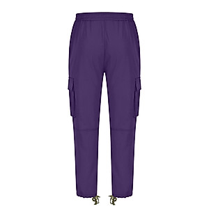 Your Orders Cargo Pants for Men Relaxed fit Hiking Joggers Sweatpants Casual Loose Cotton Drawstring Straight Pants with Pockets Men's Pants Elastic Waistband Jeans Purple 2X