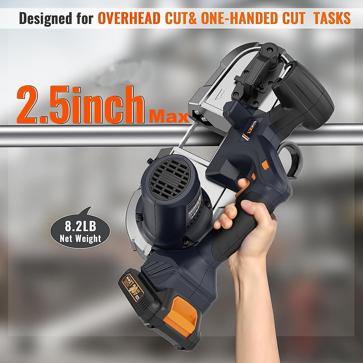 Bandsaw Cordless, MAXXT 2-1/2 inch Brushless Power Metal Bandsaw 20V MAX 2.5" Cutting Capacity 6 Speeds Adjustable, No Hot Sparks When Cutting Metal, Portable BandSaw for Deep Cut