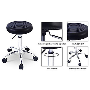 Goplus® Adjustable Hydraulic Rolling Swivel Bar Stool Tattoo Facial Massage Spa Stool (1, Black)