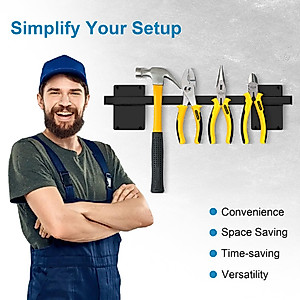 PYBTOOL Heavy Duty Magnetic Tool Holder Strip, Magnetic Knife Strips, Screwdriver Organizer, Garage Tool Storage Rack, Magnetic Tool Organizer Bar for Workspace, Garage, Kitchen(16Inch, 2 Pack)