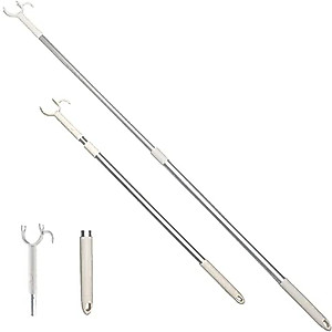 BEEY Reach Stick Long Pole Utility Hook 45" Telescoping Closet Pole Adjustable Reaching Pole Extendable Reach Pole Reaching Pole for Clothesline,Closet,Ceiling,Shelf