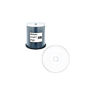 Verbatim Disc CD-R 80 minWhite Thermal Printable Hub Printable 100 pk Spindle700MB 52X