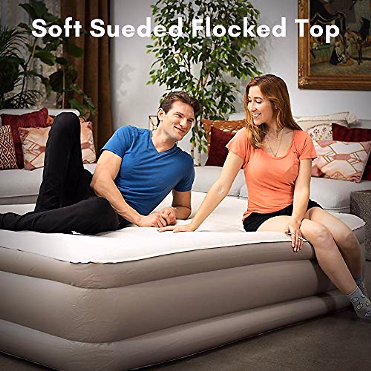 Aria Queen Inflatable Air Mattress with ConstantComfort Built-in Pump, Self-Inflating Air Bed Maintains Selected Firmness for Luxurious All-Night Sleep Comfort