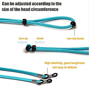 8PCS Premium Leather Eyeglass Straps, Adjustable Eyewear Retainers, Anti slip Eyeglass Chains Lanyard, Black, Gray, Brown, Blue, Dark Blue, Purple, Red 15 YJS Yjs001