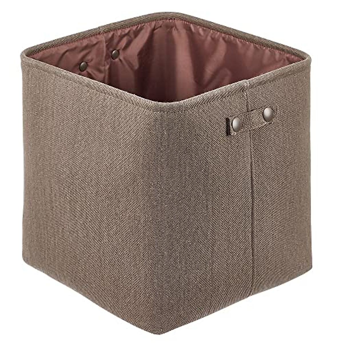 mDesign Soft Cotton Fabric Bathroom Storage Bin with Handles - Organizer for Towels, Toilet Paper Rolls - for Closets, Cabinets, Shelves - Textured Weave, 2 Pack - Espresso Brown