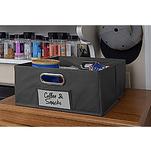 Cheer Home Storage Foldable Fabric Low Square Storage Bin- Grey