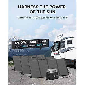 EF ECOFLOW DELTA Pro Solar Generator 3.6KWh/3600W with 3X400W Portable Solar Panel, Portable Power Station for Home Backup Outdoors Camping RV Emergency