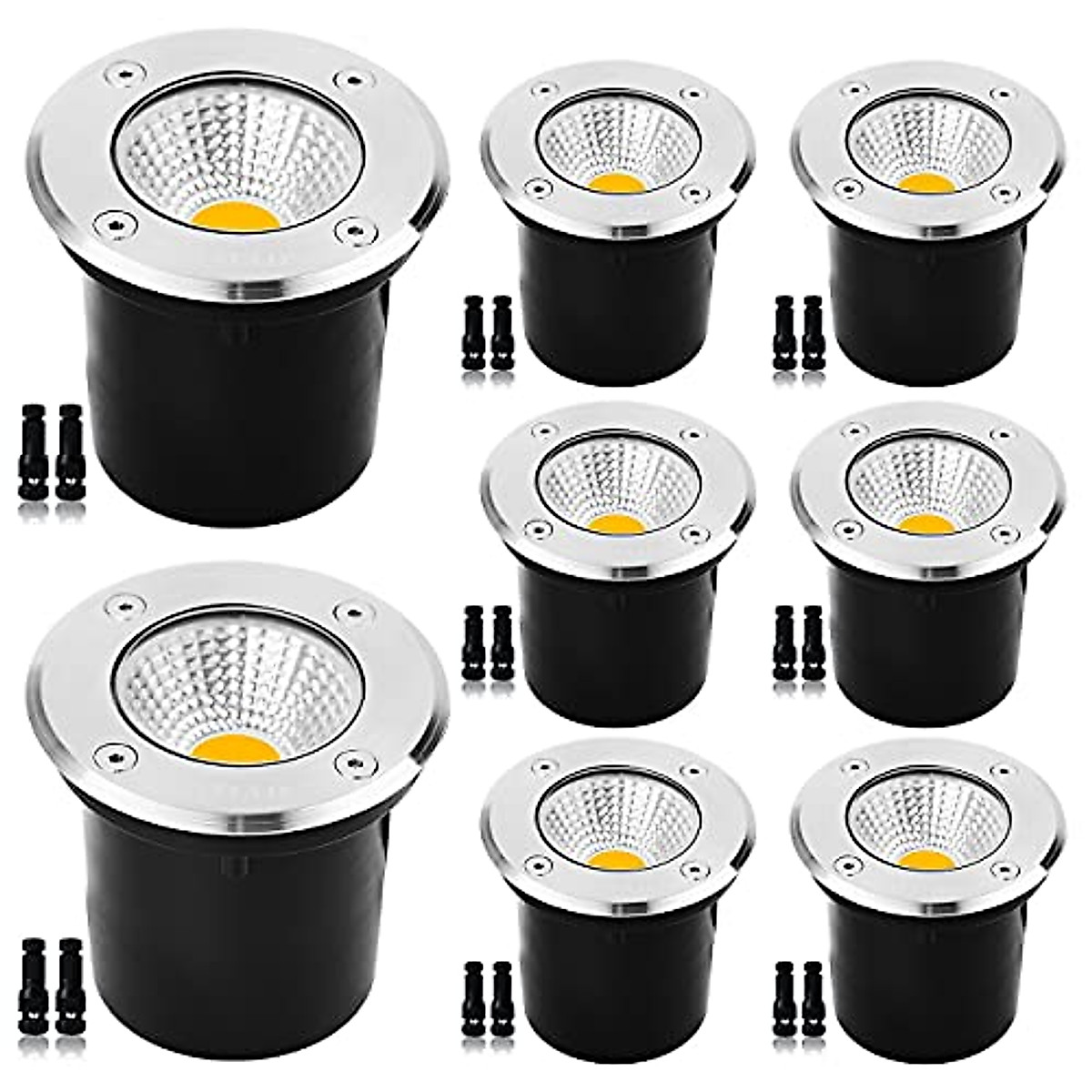 ELEGLO 9W Led Well Lights, Low Voltage Landscape Lights,12V/24V Landscape Lighting,IP67 Waterproof Outdoor in-Ground Lights for Garden,Tree, Deck,Yard,Patio(Warm White) 8 Pack
