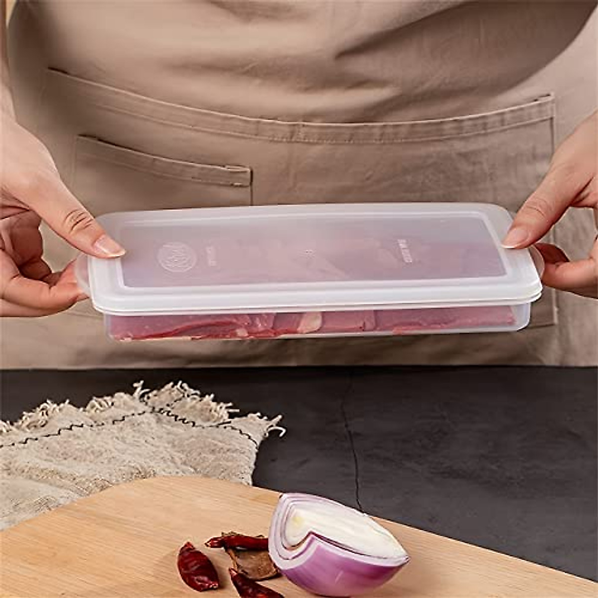 wulikanhua 2 Pack-Cold Dish Storage Container, Deli Meat Container Cold Cuts Fridge Keeper, Cheese Food Storage Container with Lid for Refrigerator, Shallow Low Profile Christmas Cookie Holder