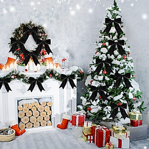 100 Yards Christmas Velvet Ribbon Wide Wired Outdoor Xmas Ribbon Waterproof Wrapping Velvet Decoration for Xmas Wreath Bows Floral Craft Decor(2.5'' x 100 yds,Black)