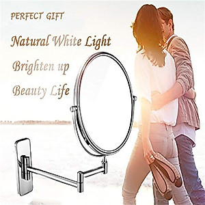 ESRADA Bathroom Mirror Makeup Mirror,3X Magnification Extendable Double Sided Bathroom Mirror Swivel Folding Round Shape Cosmetic Vanity Mirror (Metal 8inch 3X)