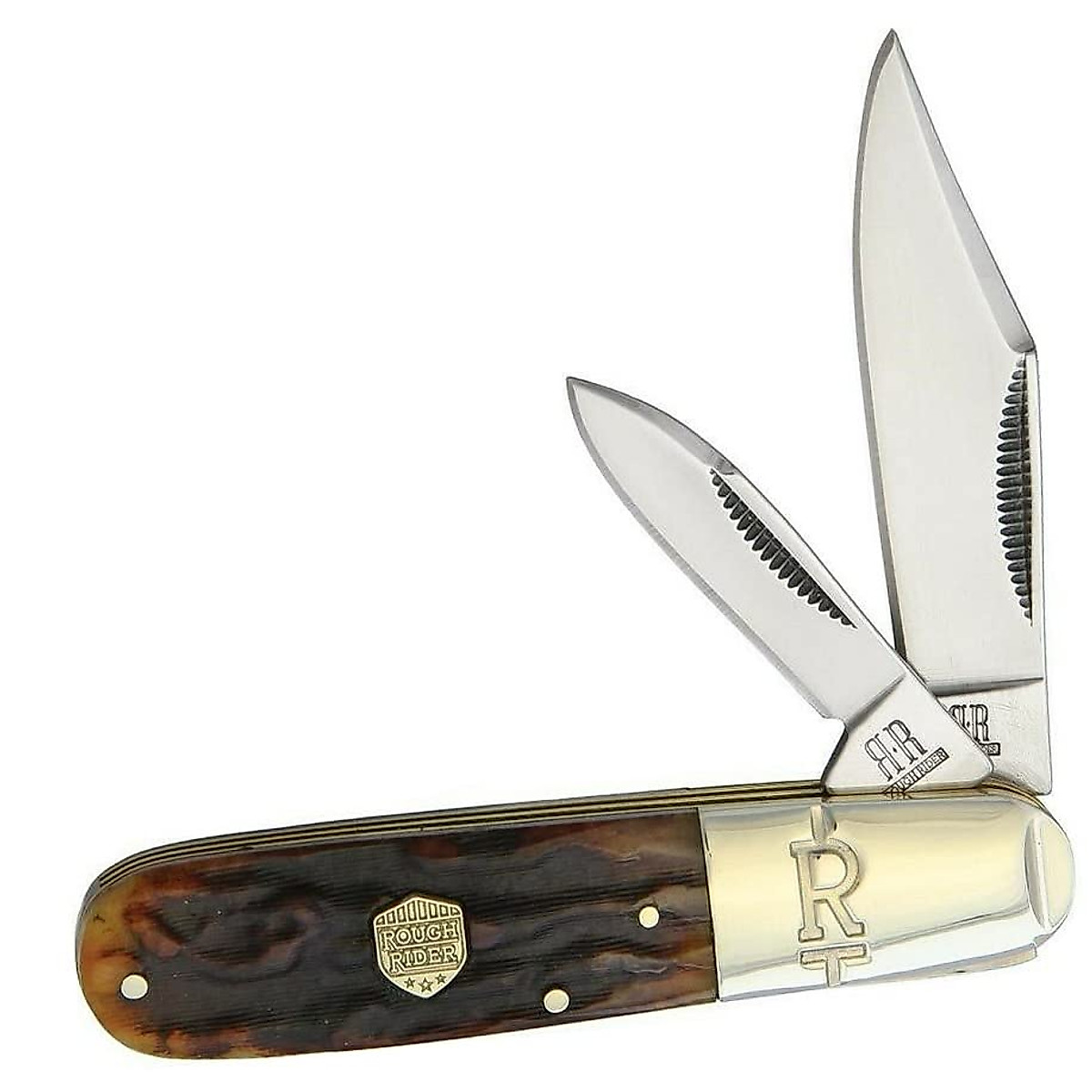 Rough Rider Rr1806 Brown Stag Bone 2 Blade Open Folding Pocket Knife Outdoor Survival Hunting Knife by Survival Steel