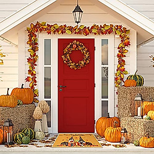 Nuanchu Thanksgiving Welcome Doormat Gnome Fall Rug Leaf Pumpkin Entrance Rug Fall Nonslip Washable Sunflower Pumpkin Floor Mat 24 x 16 Inch for Indoor Outdoor Kitchen Bathroom Decor
