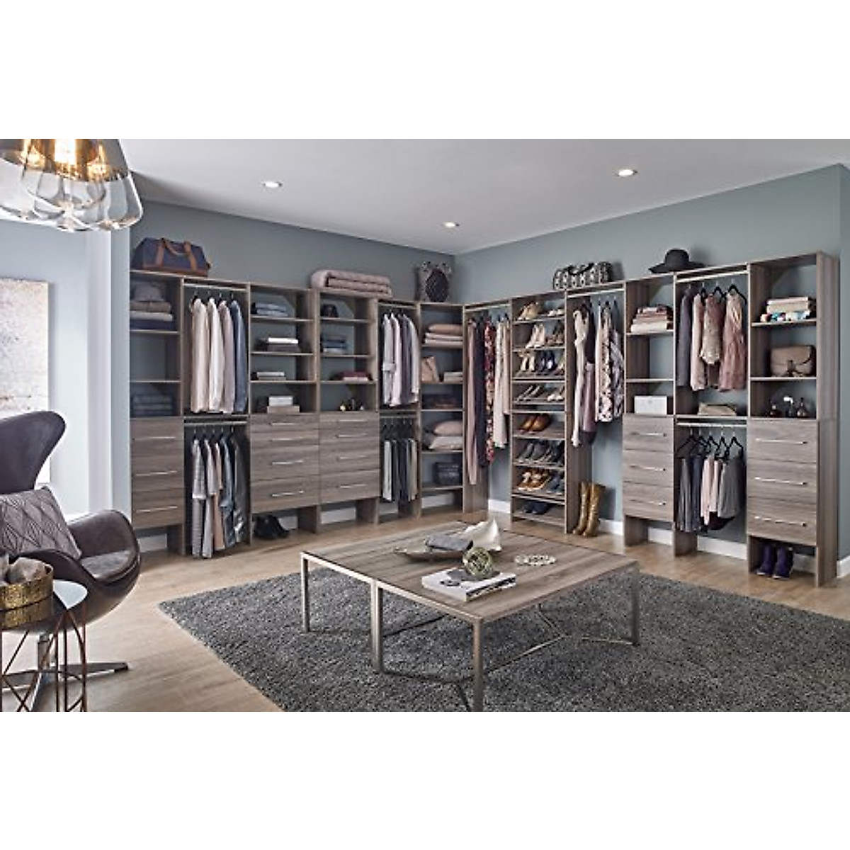 ClosetMaid SuiteSymphony Wood Closet Door Set Pair, Add On Accessory, Modern Style for Storage, Clothes, for 25 in. Units, Natural Gray/Satin Nickel, Inch