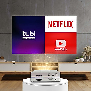 AAXA Technologies P8 Smart LED DLP Mini Projector, WiFi Bluetooth, Android 10.0, Wireless Smartphone Mirroring, USBC & HDMI Input, Built-in Netflix, YouTube, Support 1080p Portable Movie Projector