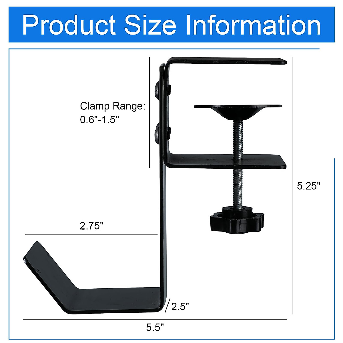 Yaocom 2 Pcs Under Desk Headphone Hanger Practical Headphone Stand Hanger Black Steel Headphone Holder Space-Saving Headphones Hook for Soundbar Small Items Desk Office